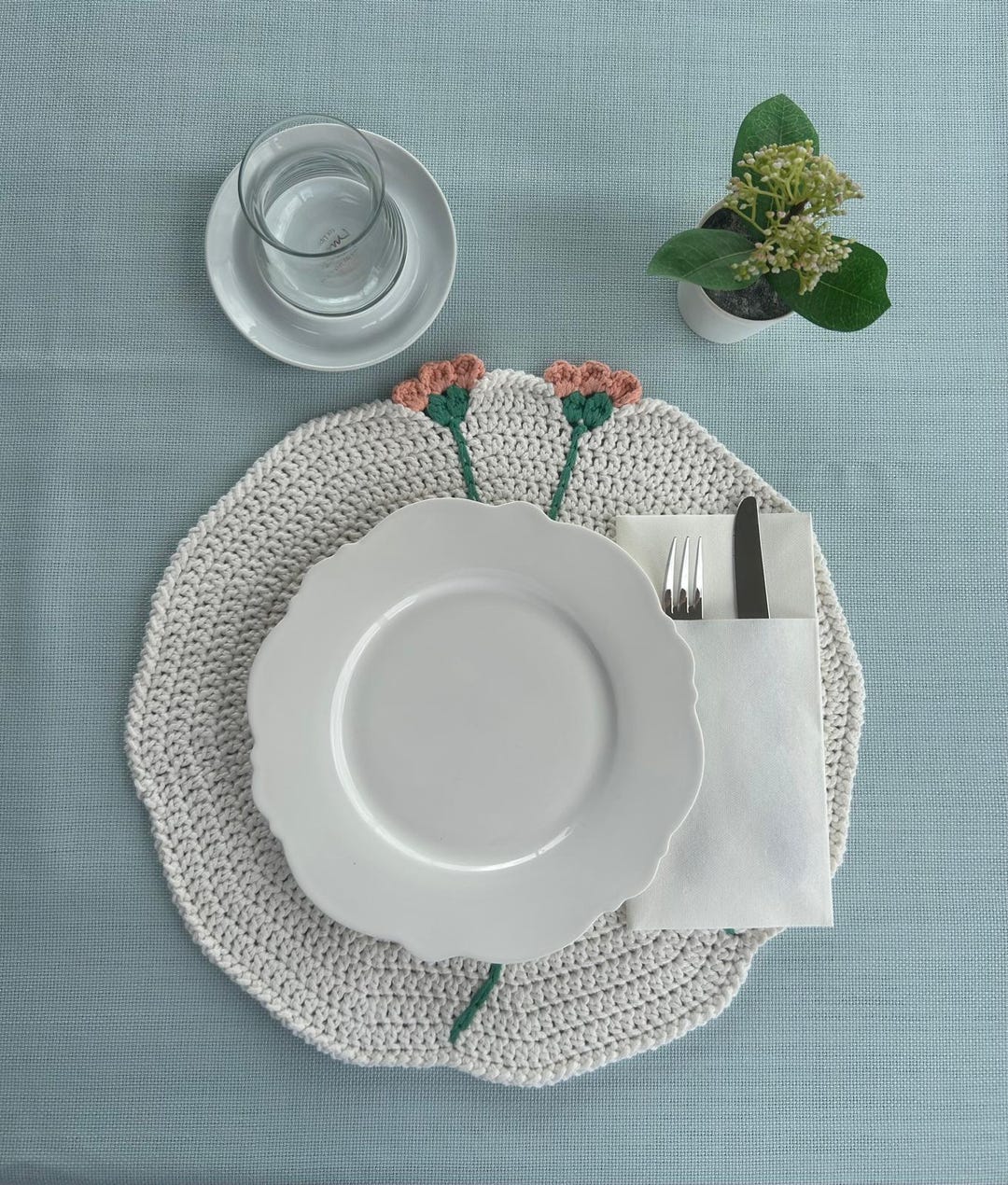 Handmade Flower Crochet Placemats for Brunch or Breakfast Placemats ...