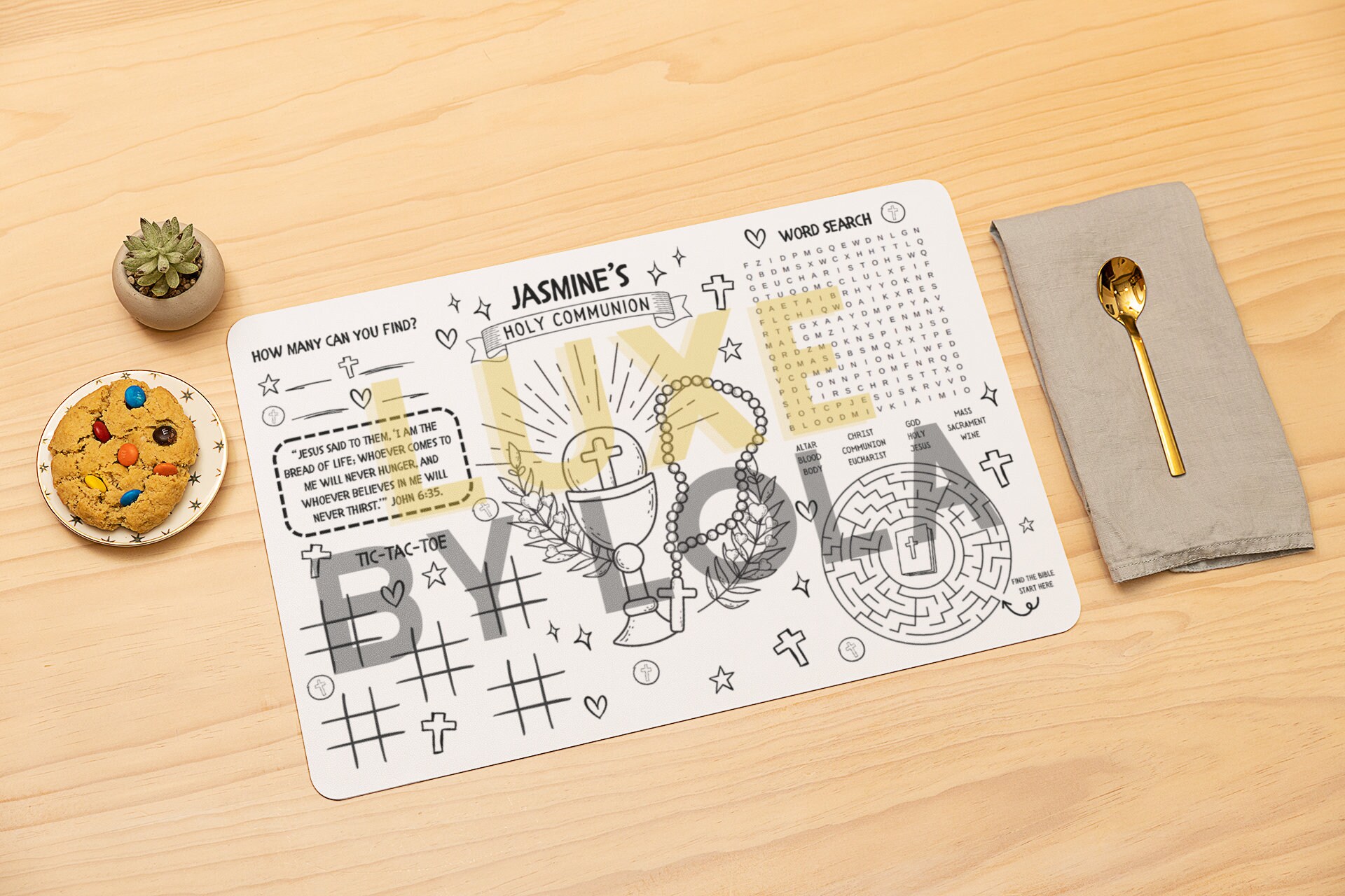 PRINTABLE Holy Communion Activity & Coloring Placemat, Digital File ...