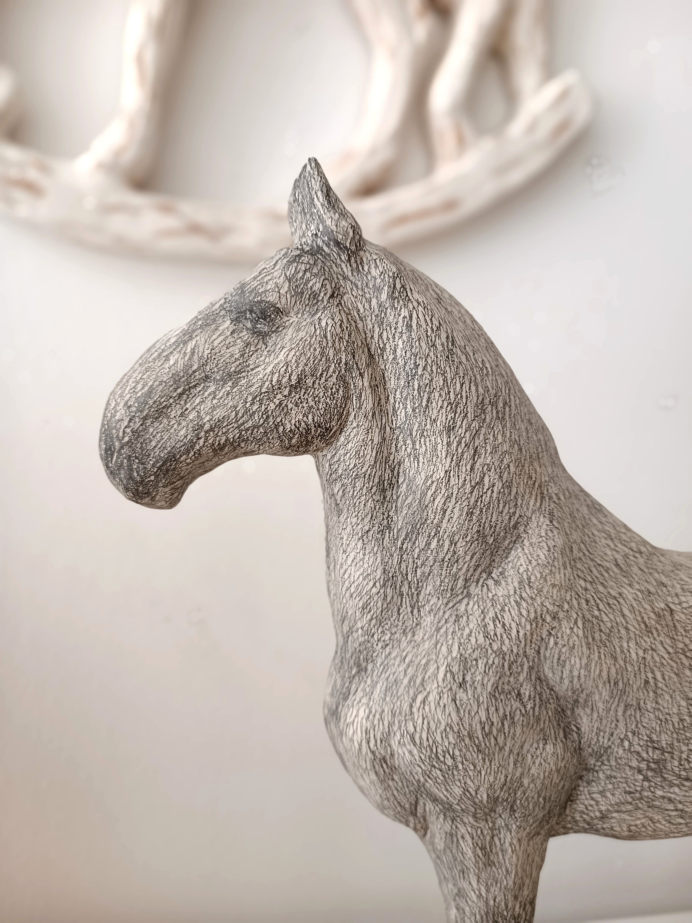 Original Clay Sculpture Horse Fine Art Grey Graphite Drawing - Etsy