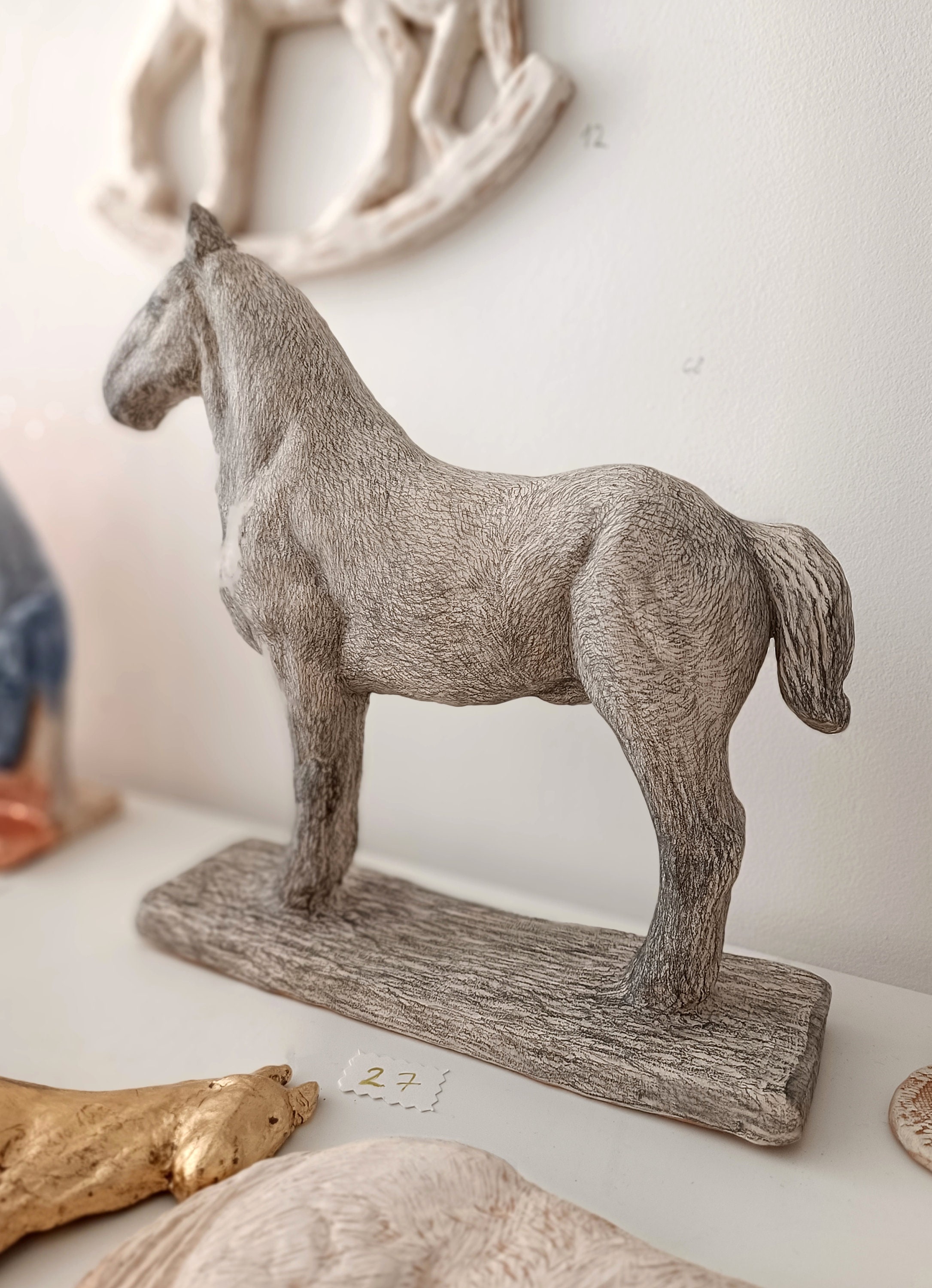 Original Clay Sculpture Horse Fine Art Grey Graphite Drawing - Etsy