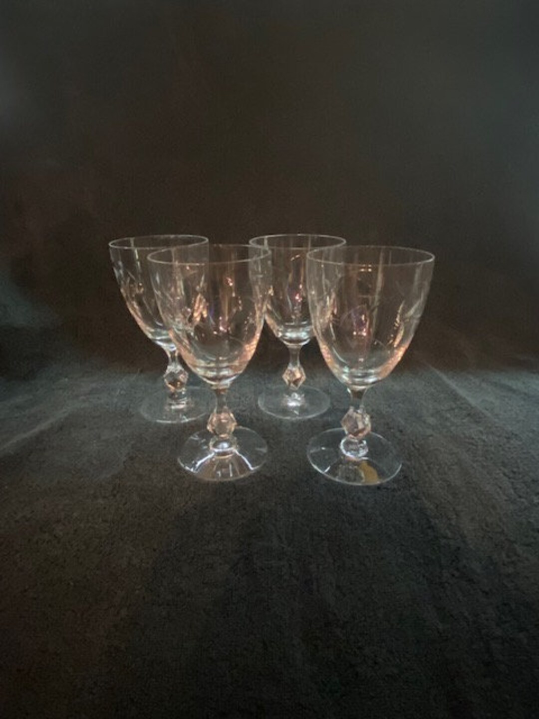 Set of Tiffin-franciscan Crystal Water Goblets, Petite Pattern leaves ...