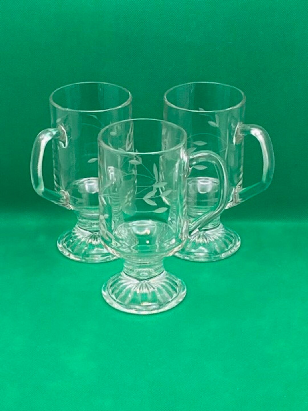 Irish Coffee Mug, Etched Floral, Set of 3 - Etsy
