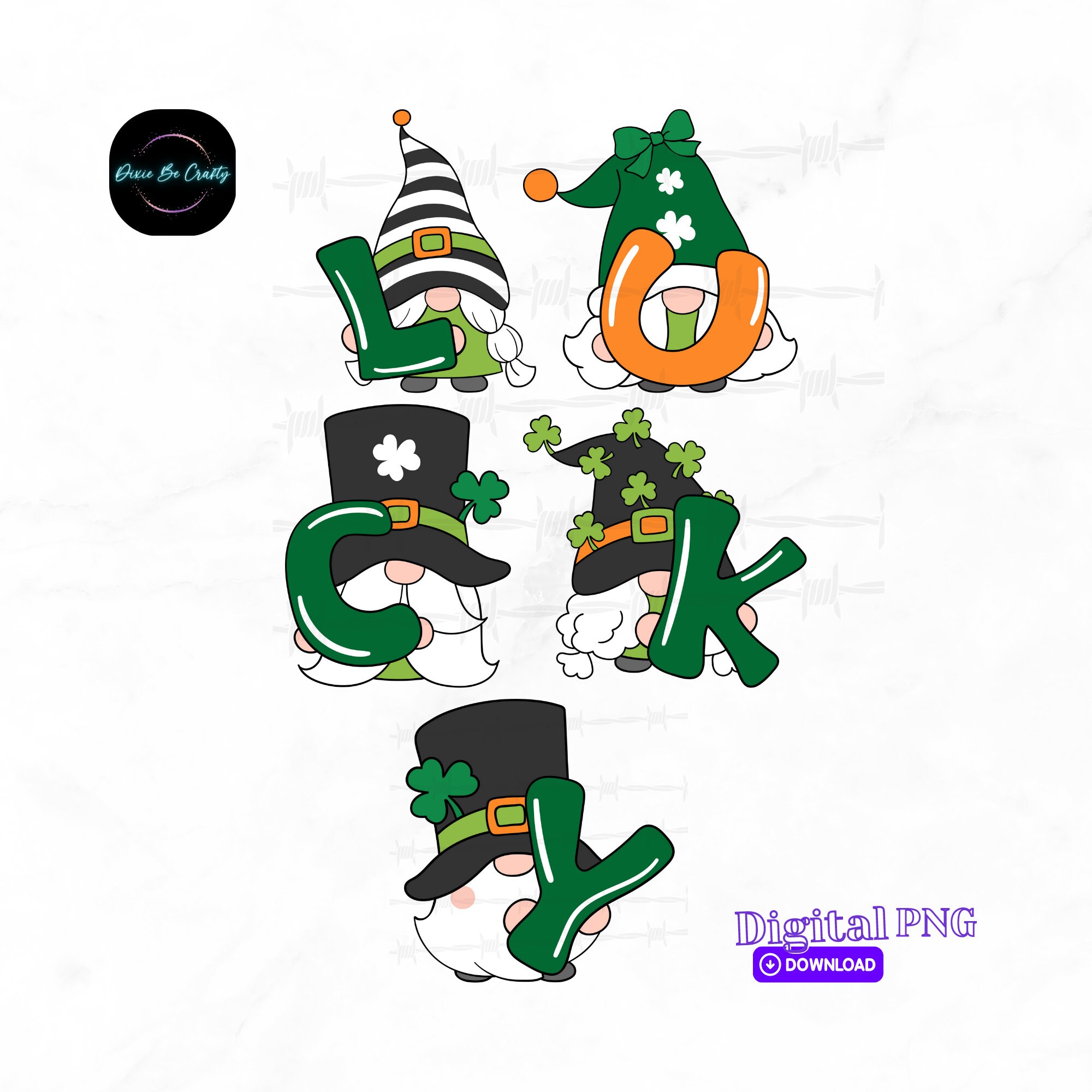 LUCKY Gnomes, PNG Not SVG, Instant Digital Download, Gnome Holding Word ...