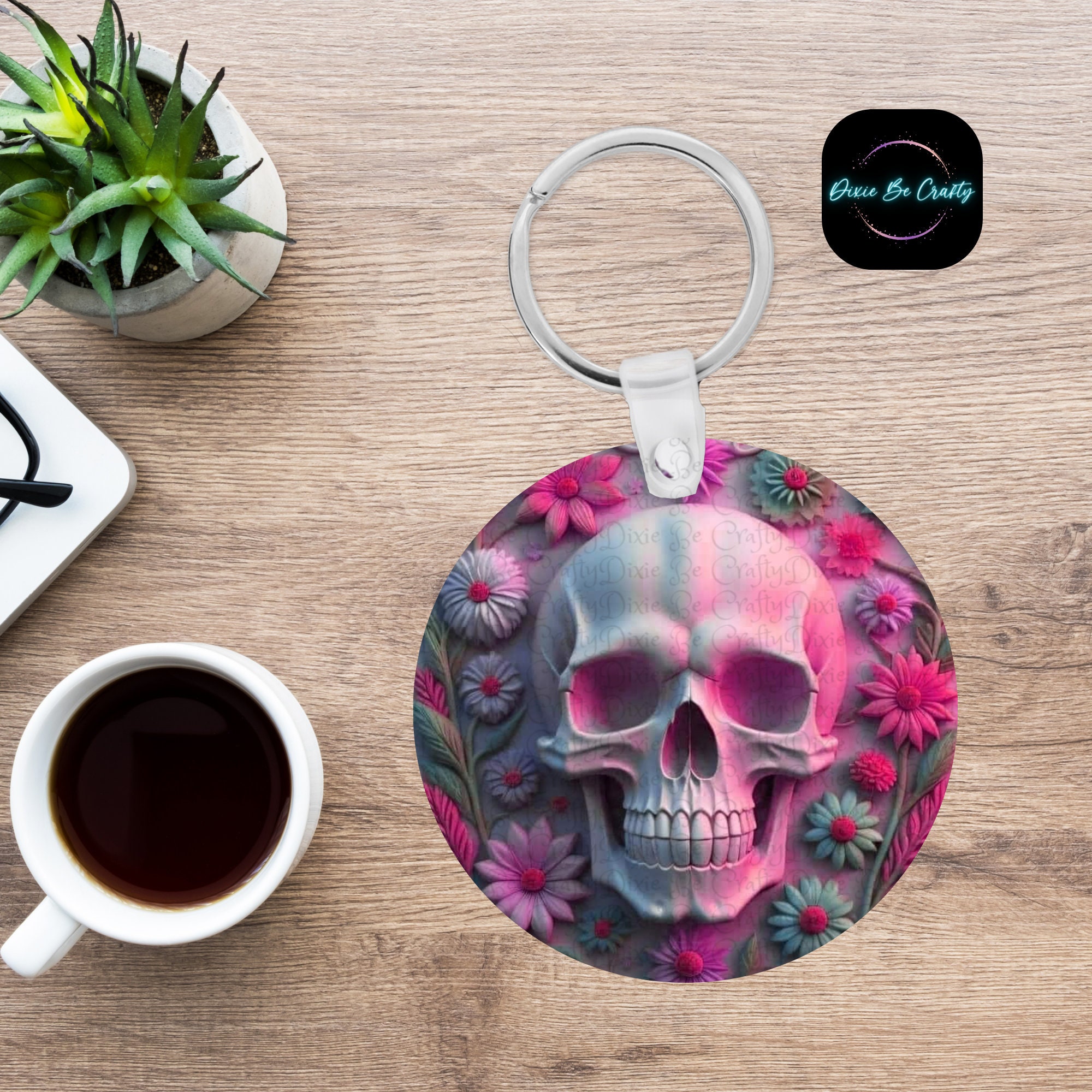 Sublimated Keychain, Skull Keychain - Etsy