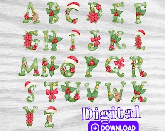 Christmas Alphabet PNG, Christmas PNG Letters, Christmas Letters - Etsy