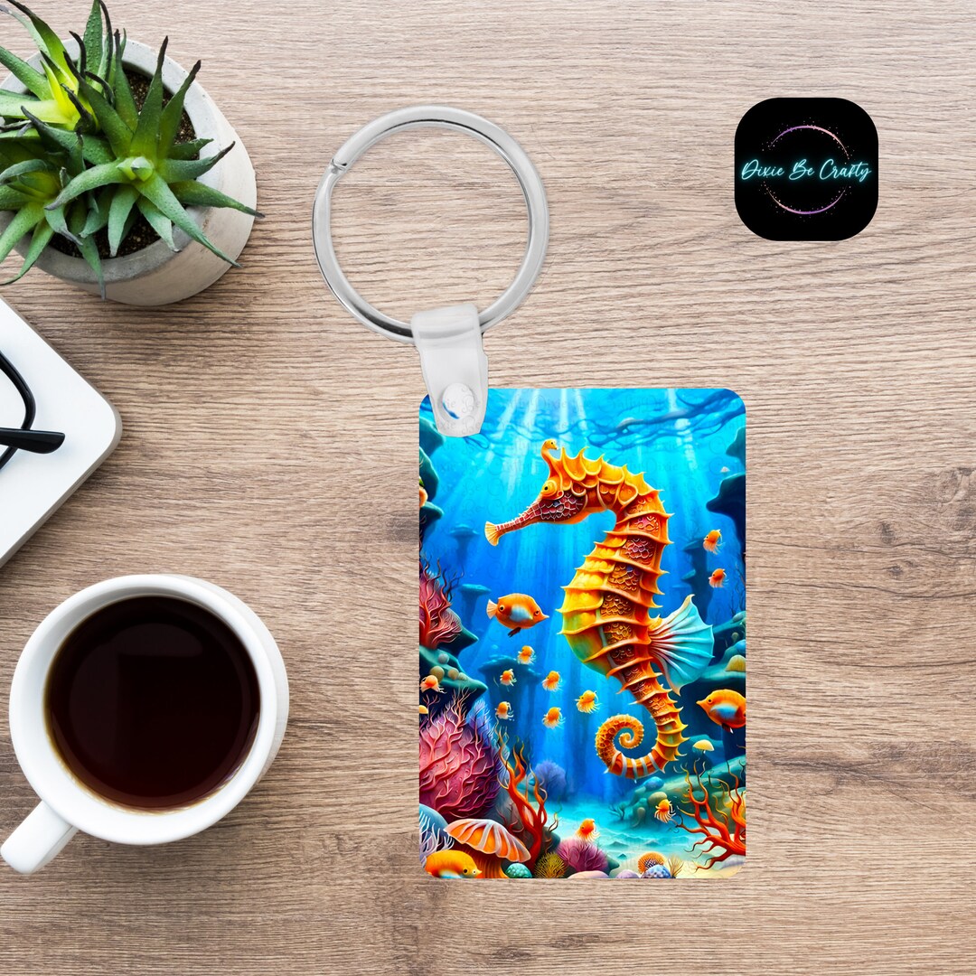 Sublimated Keychain, Ocean Animal Keychain, Seahorse, Dolphin, Orca ...