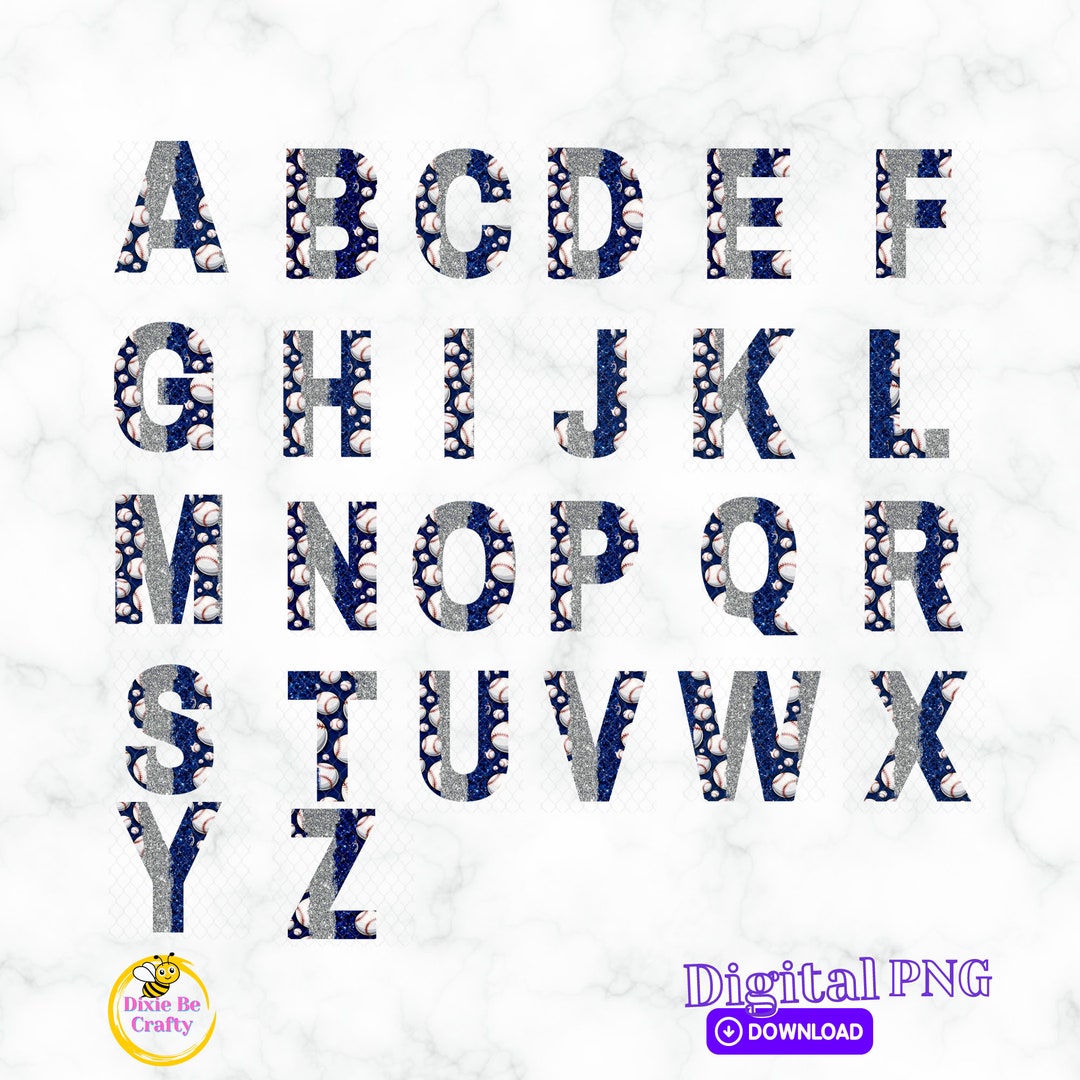 Baseball Alphabet, Alphabet Letters A-Z, PNG Alphabet, Sublimation ...
