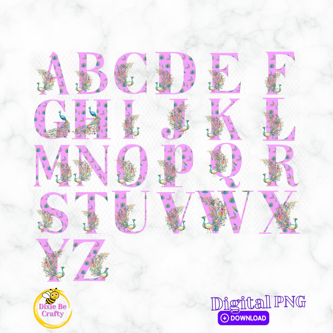 Alphabet Letters, PNG Alphabet, A-Z PNG Letters, Peacock Alphabet - Etsy
