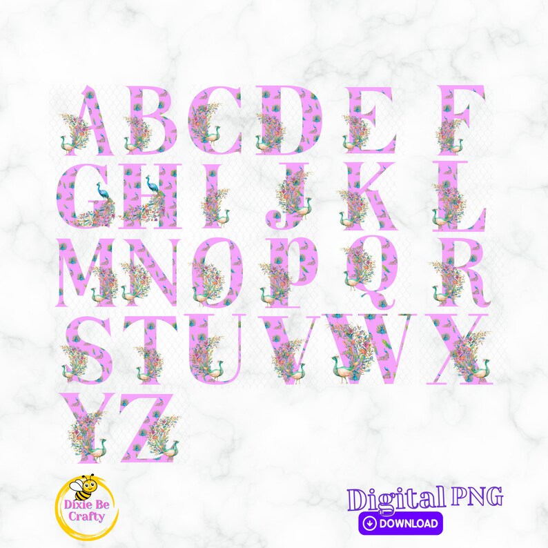 Alphabet Letters, PNG Alphabet, A-Z PNG Letters, Peacock Alphabet - Etsy