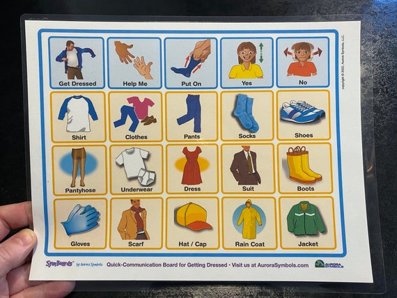 Dressing Quick Communication Board AAC Color Coded Words - Etsy