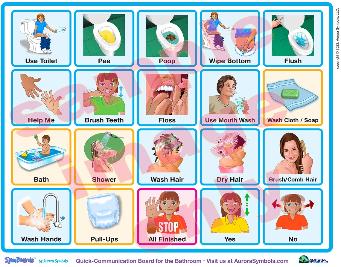 DIGITAL – Bathroom Quick Communication Board, AAC, Color Coded Words ...