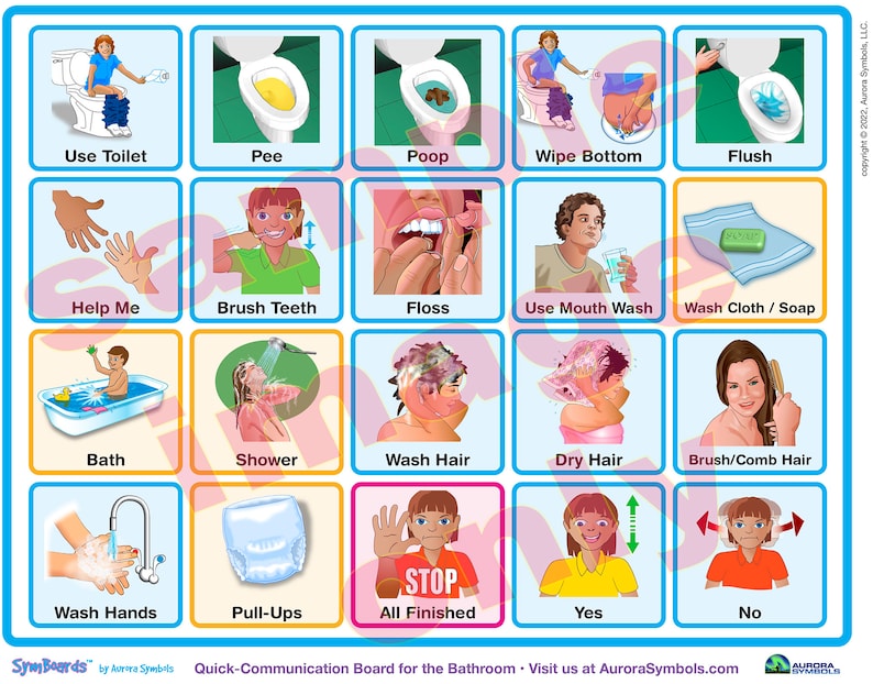 DIGITAL – Bathroom Quick Communication Board, AAC, Color Coded Words ...