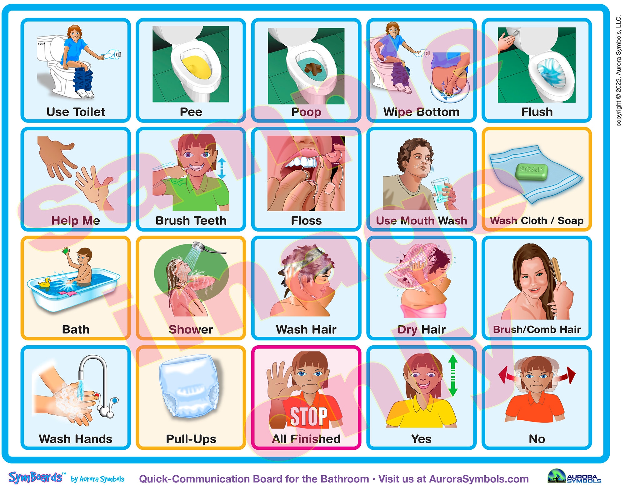 DIGITAL – Bathroom Quick Communication Board, AAC, Color Coded Words ...