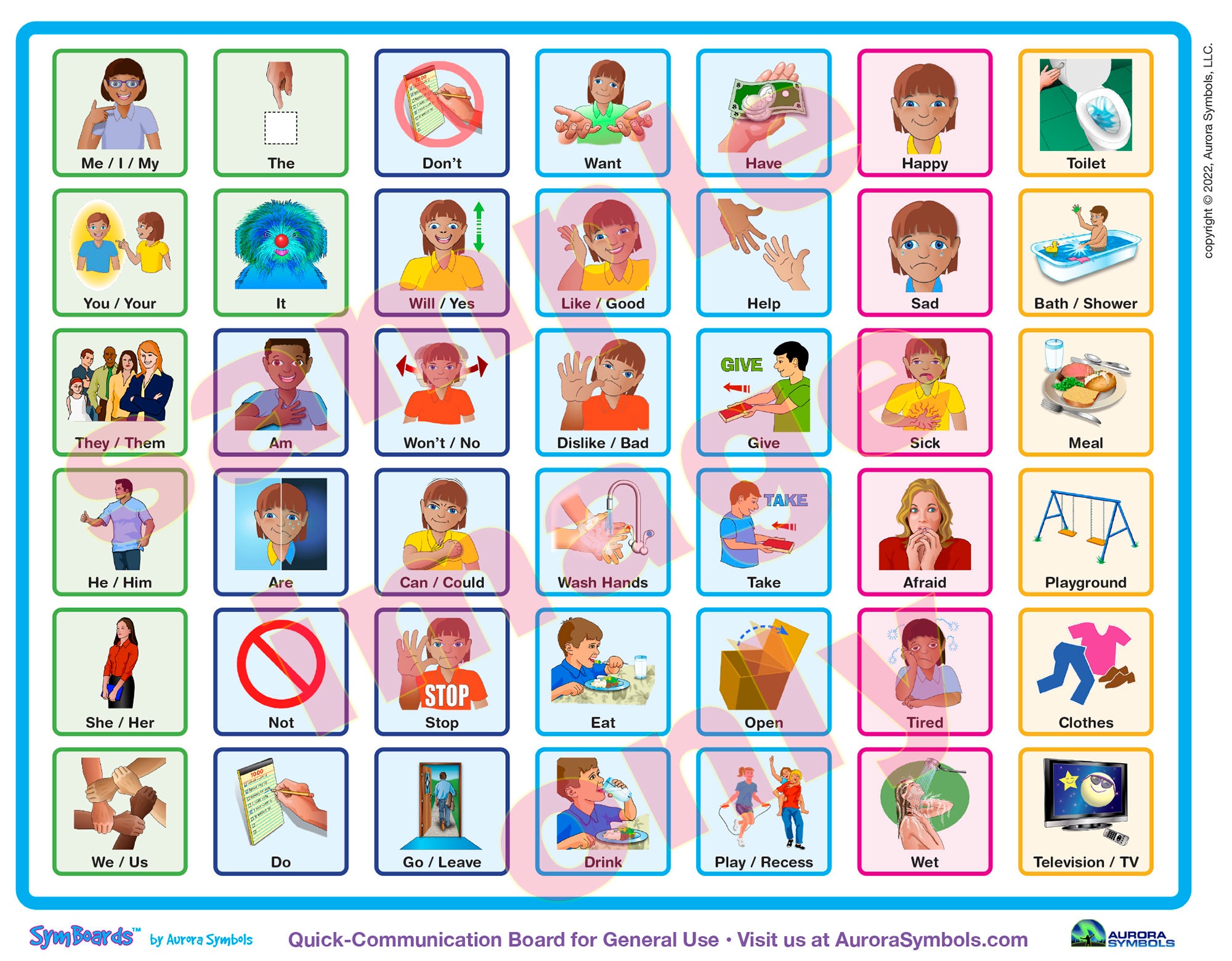 DIGITAL – General Use Quick Communication Board, AAC, Color Coded Words ...