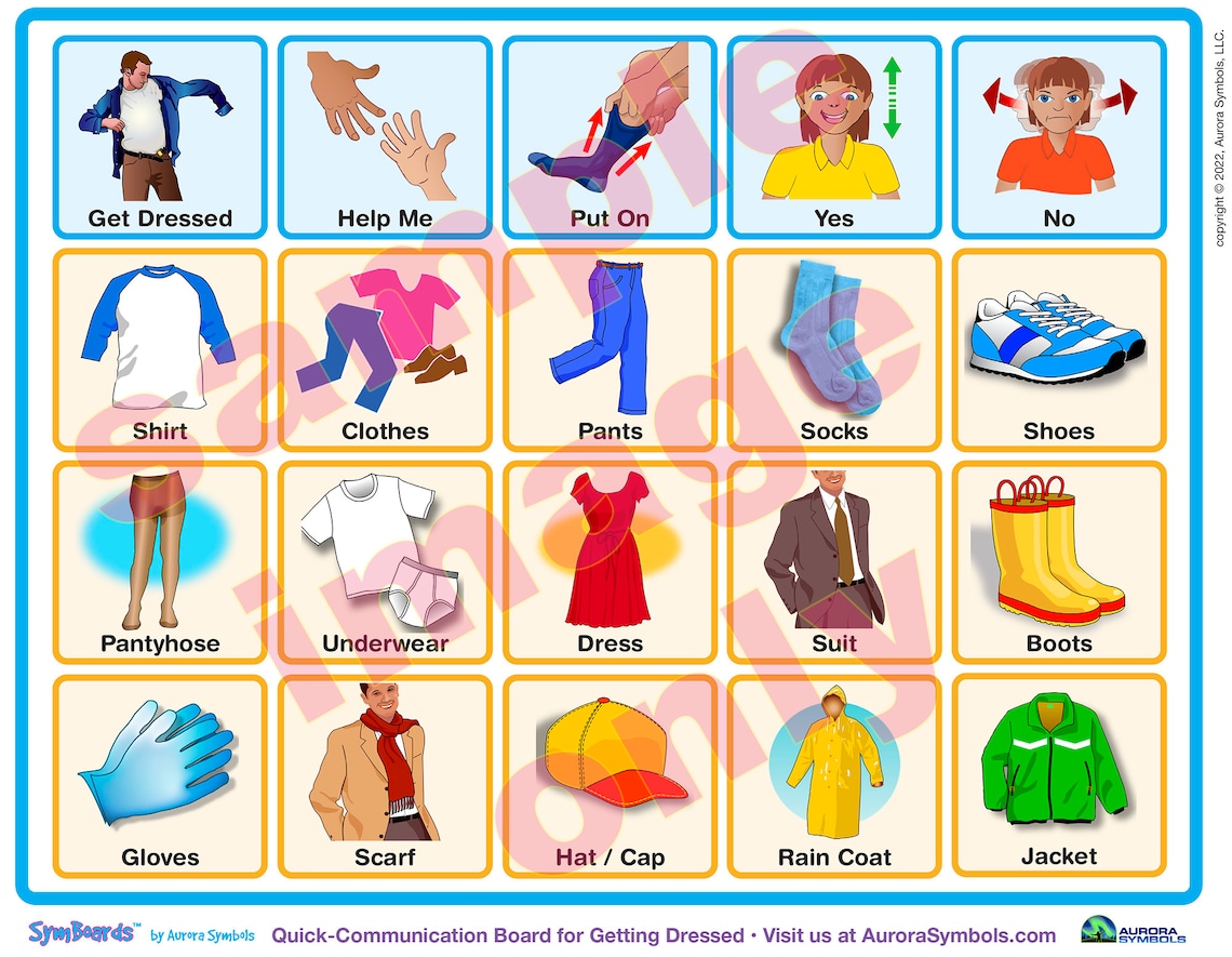 DIGITAL – Dressing Quick Communication Board, AAC, Color Coded Words ...