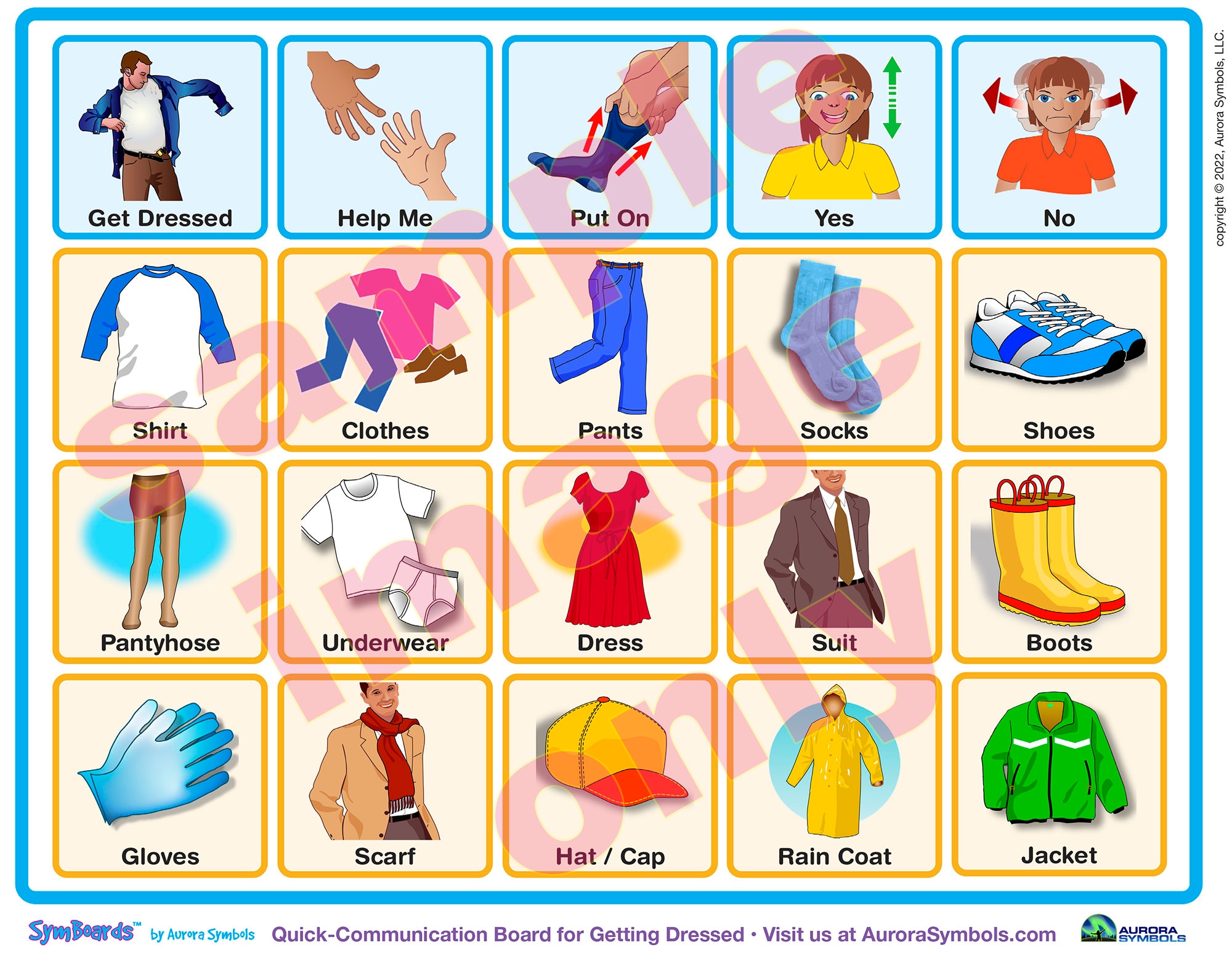 DIGITAL – Dressing Quick Communication Board, AAC, Color Coded Words ...