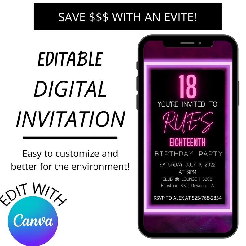 18th Birthday Party Invitation Euphoria Theme Euphoria - Etsy