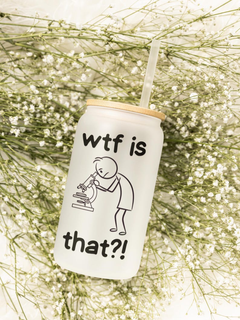 Science WTF Glass Tumbler, Funny Lab Tech Gift, Microbiology Cytology ...