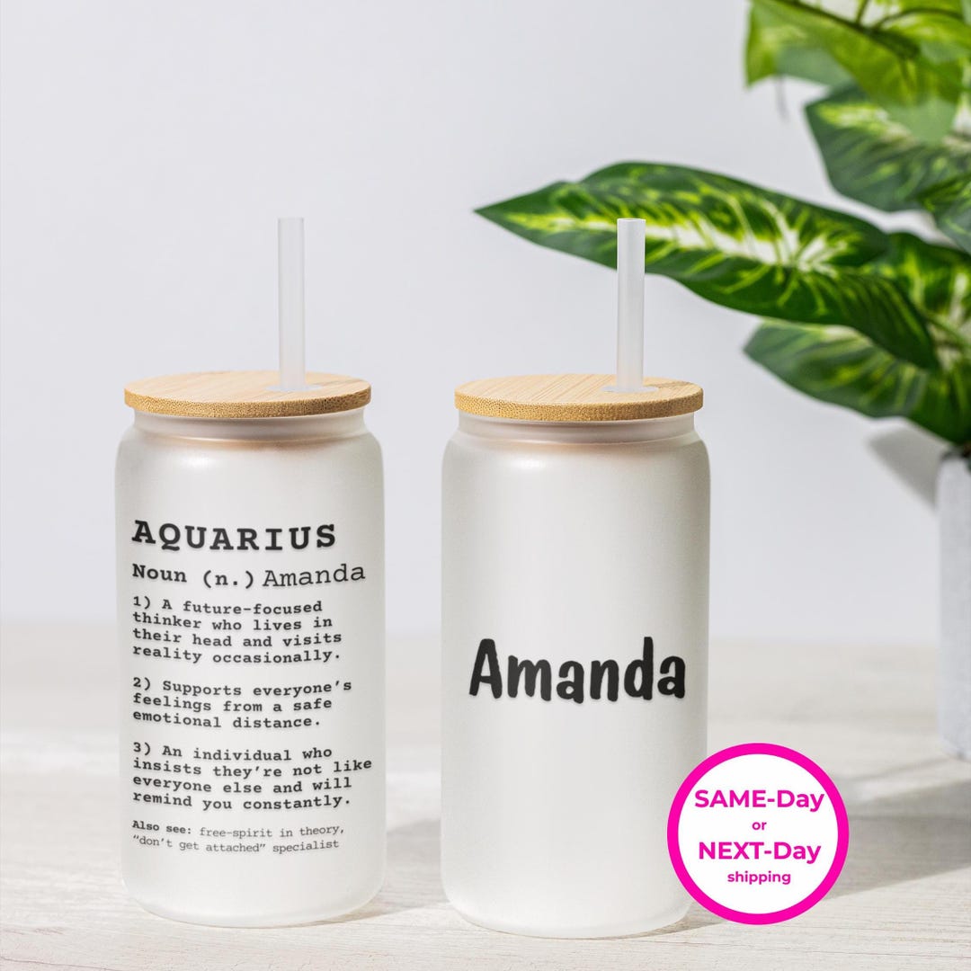 Aquarius Zodiac Tumbler 16oz, Funny Horoscope Iced Coffee Cup ...