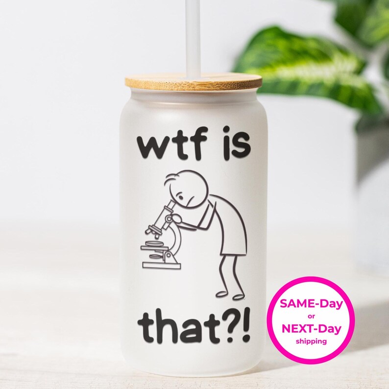 Science WTF Glass Tumbler, Funny Lab Tech Gift, Microbiology Cytology ...