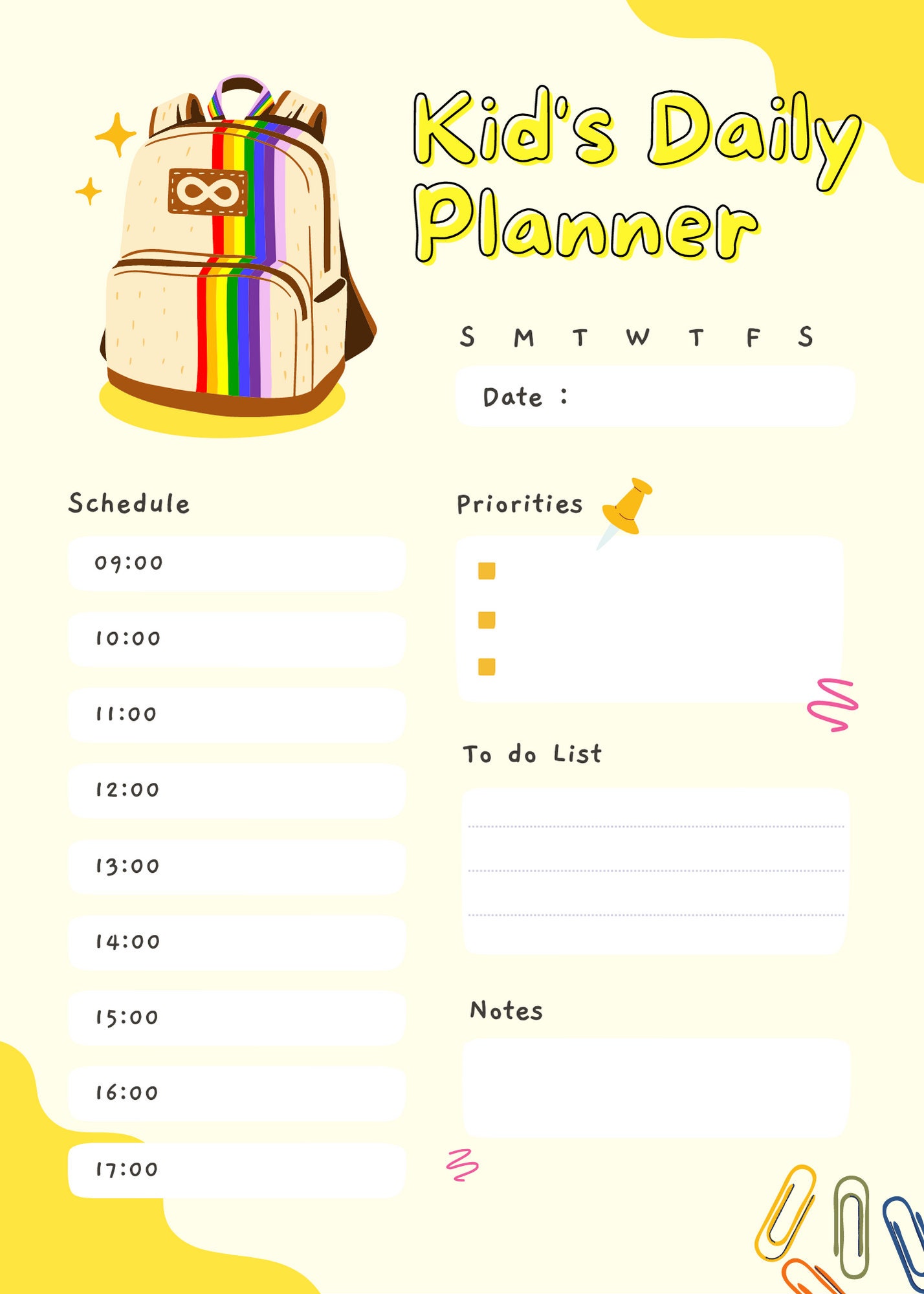 Printable Daily Planner for Kids, Kids Daily Schedule, to Do List - Etsy