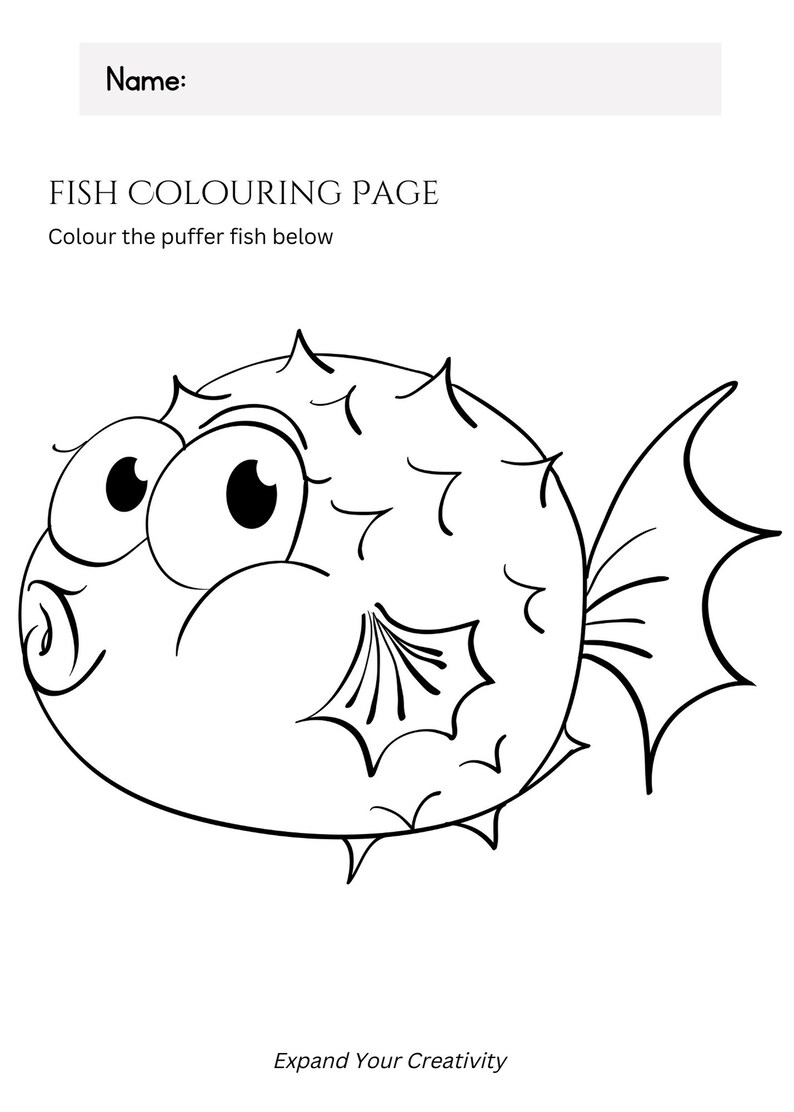 Puffer Fish Coloring Page, Kids Activity, Printable Activity, Digital ...