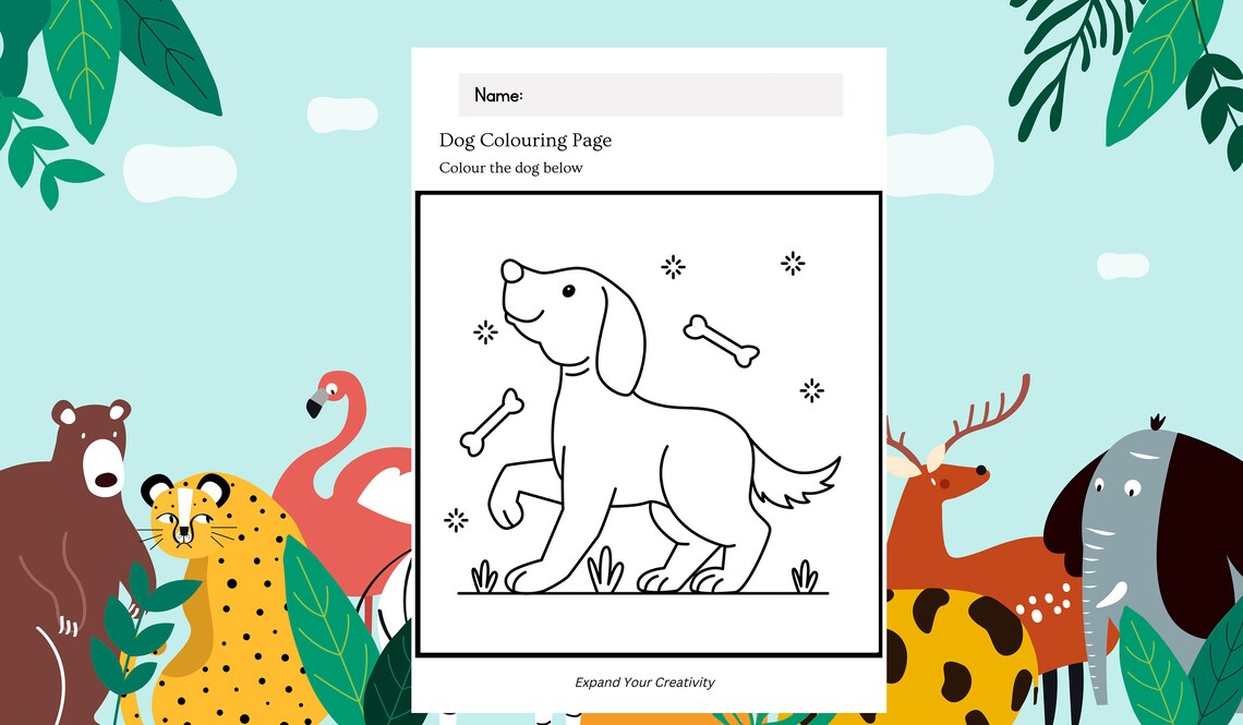 Dog Coloring Page, Kids Activity, Printable Activity, Digital Download ...