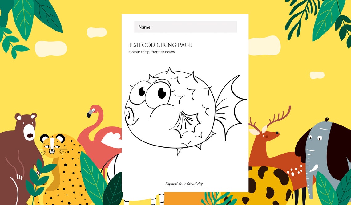 Puffer Fish Coloring Page, Kids Activity, Printable Activity, Digital ...