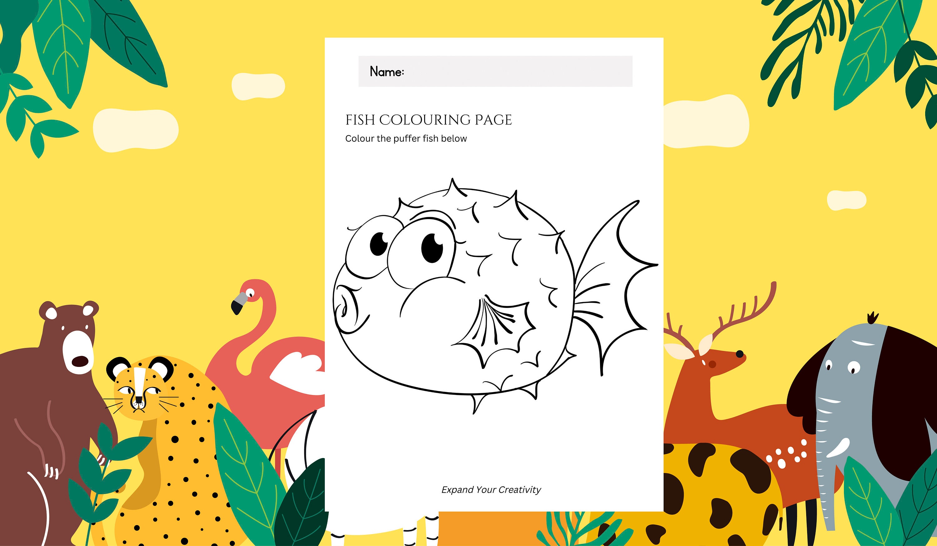 Puffer Fish Coloring Page, Kids Activity, Printable Activity, Digital ...