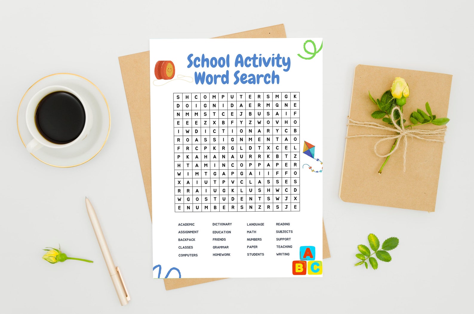 School Activity Word Search, Word Games for Kids, School Vocabulary ...