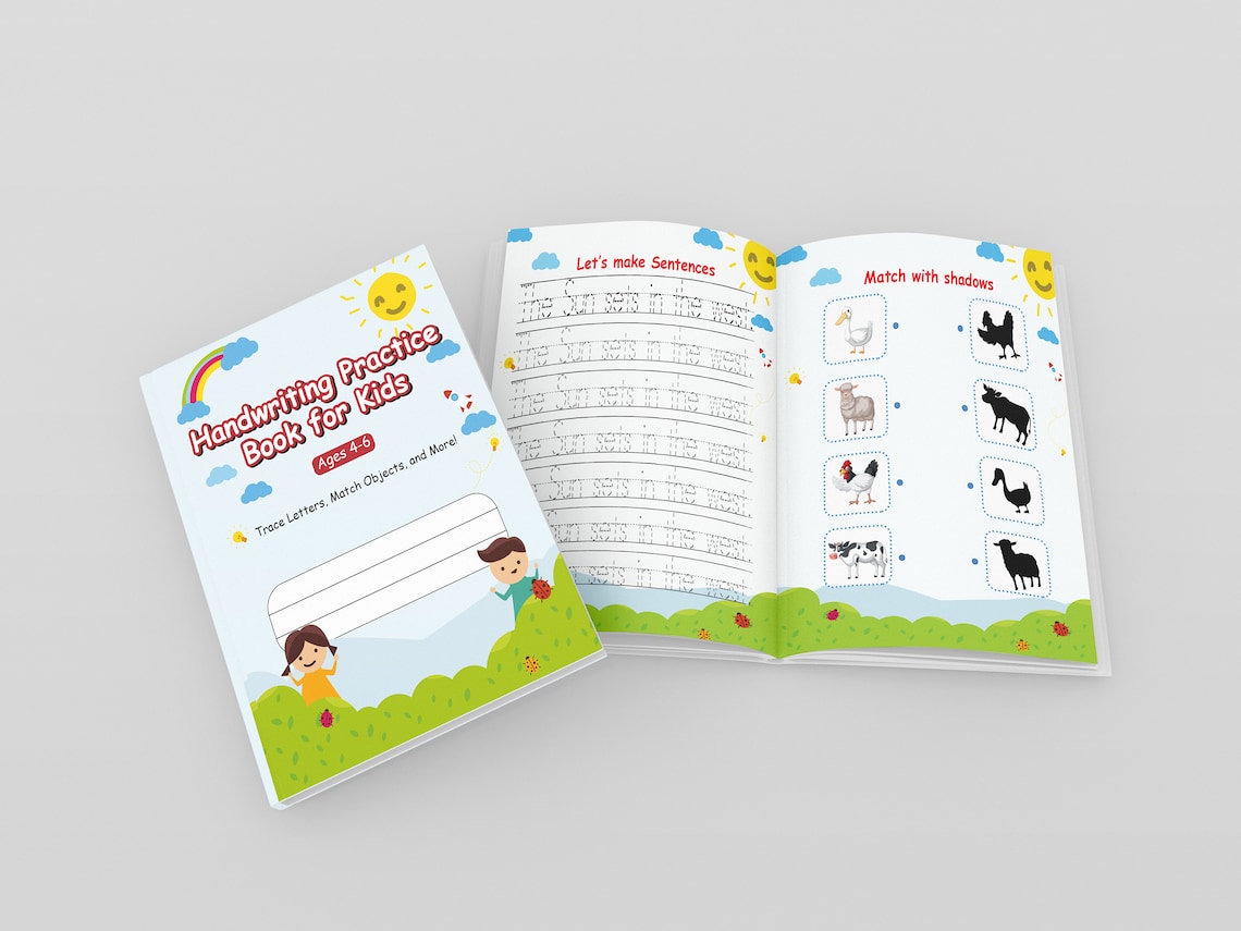 PRINTABLE PDF Handwriting Practice Book for Kids Ages 4-6: Trace ...