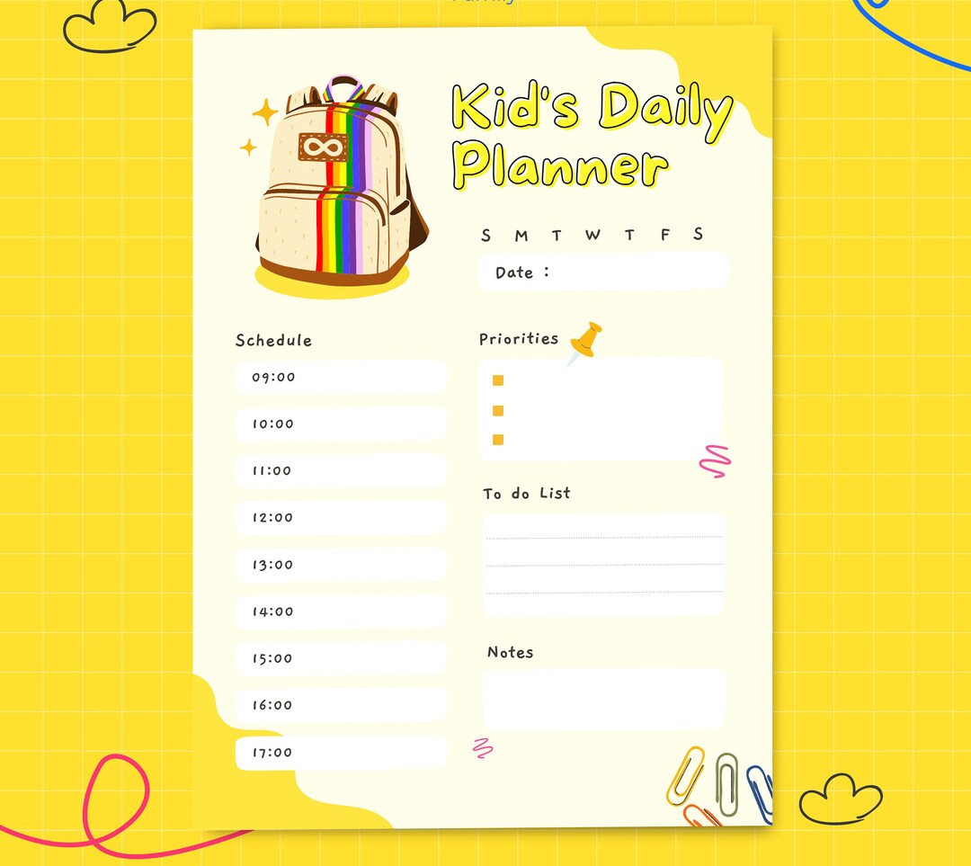 Printable Daily Planner for Kids, Kids Daily Schedule, to Do List - Etsy
