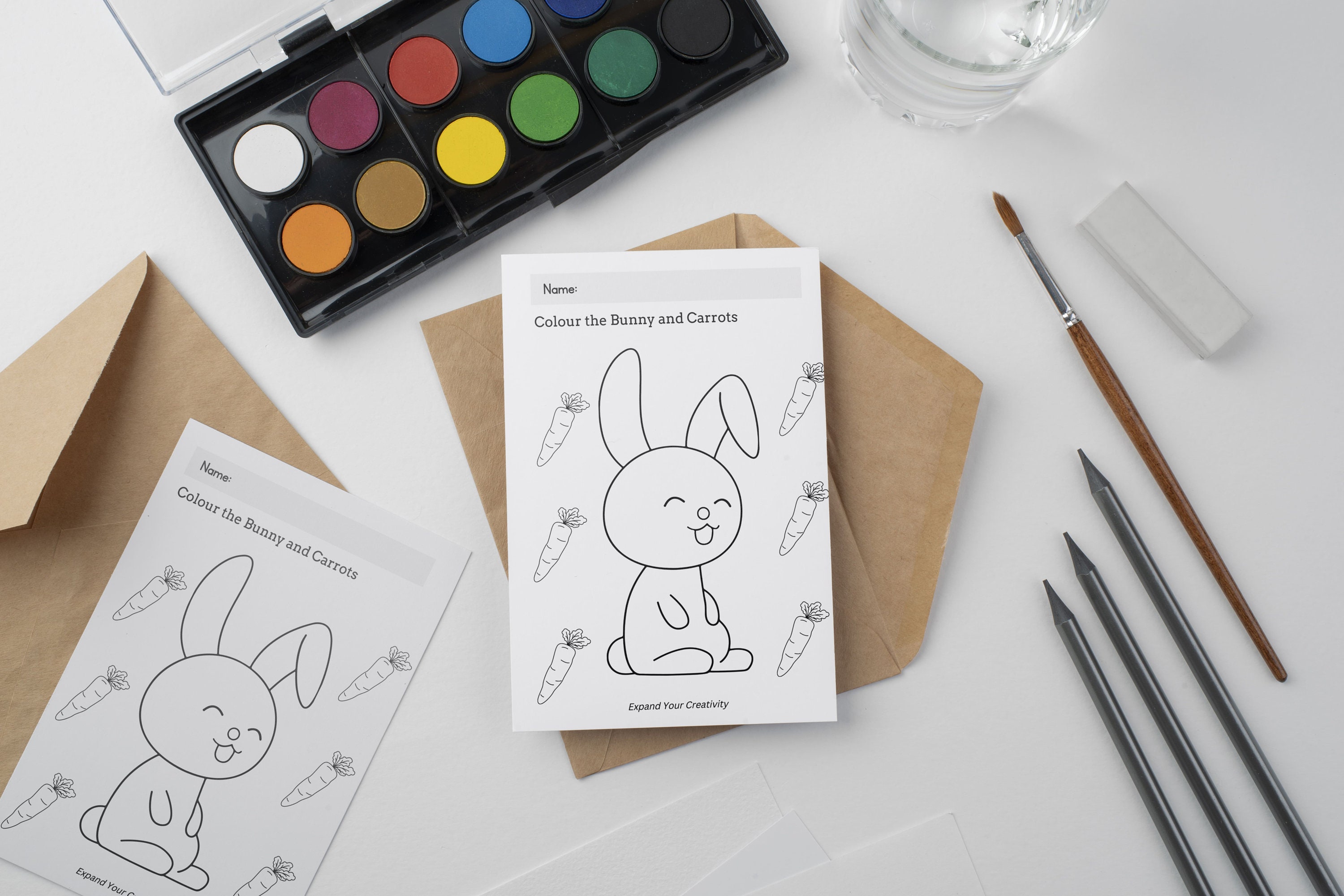 Bunny Coloring Page, Kids Activity, Printable Activity, Digital ...