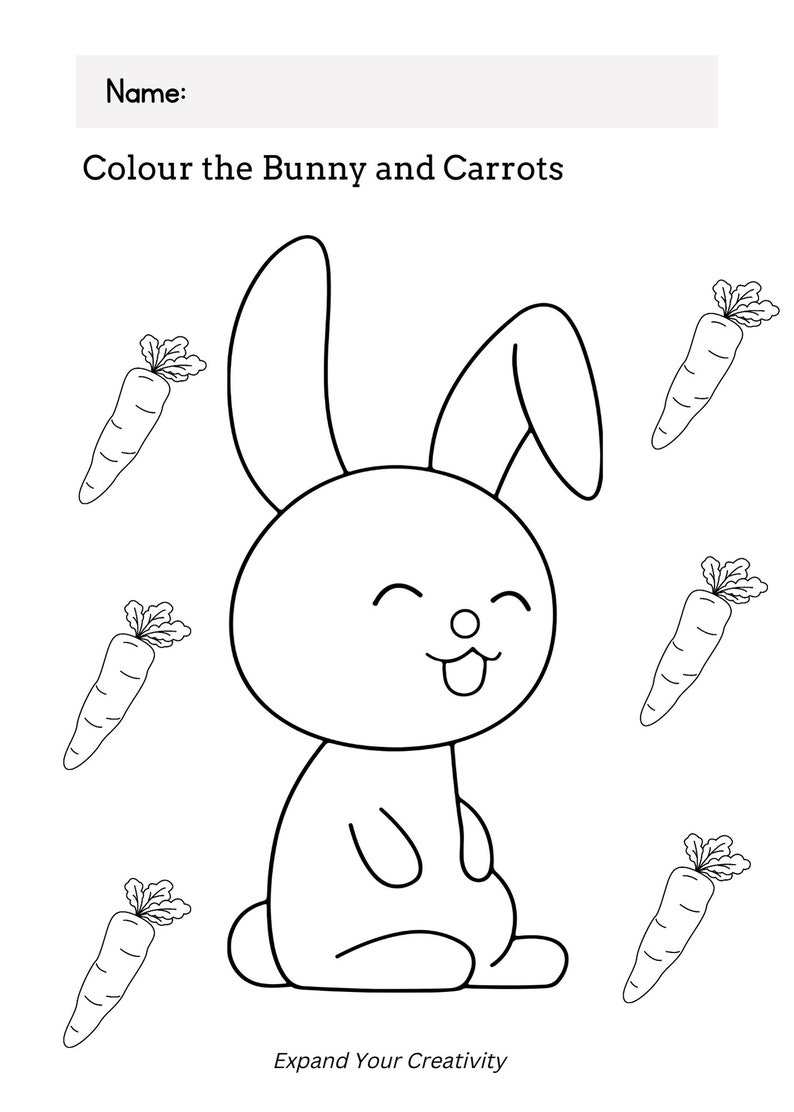 Bunny Coloring Page, Kids Activity, Printable Activity, Digital ...