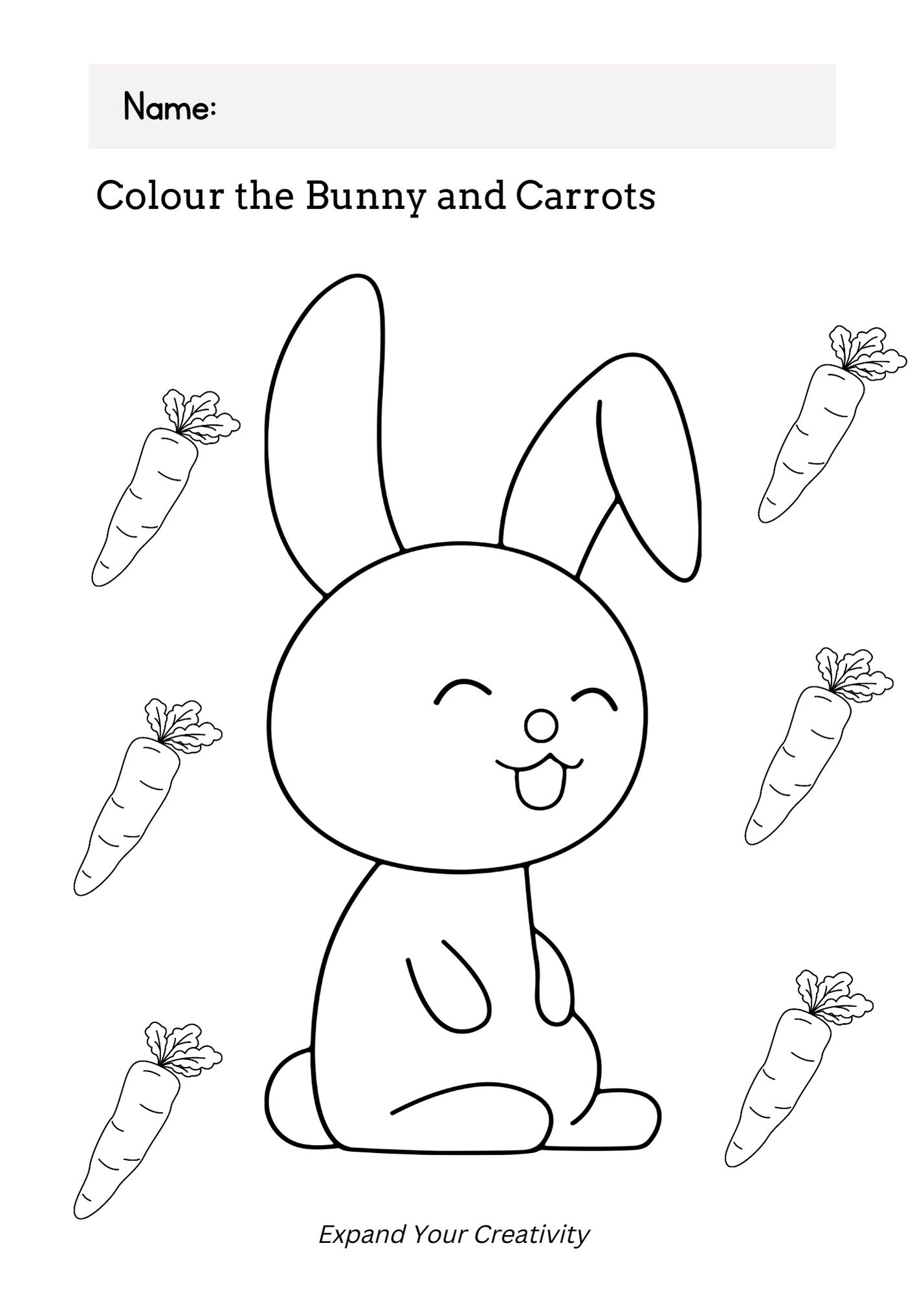 Bunny Coloring Page, Kids Activity, Printable Activity, Digital ...
