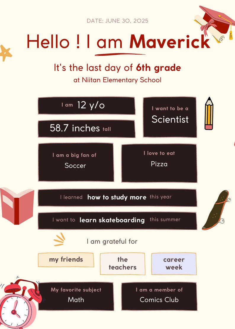 Editable Last Day of School, School Signs, End of Session Card, Child ...