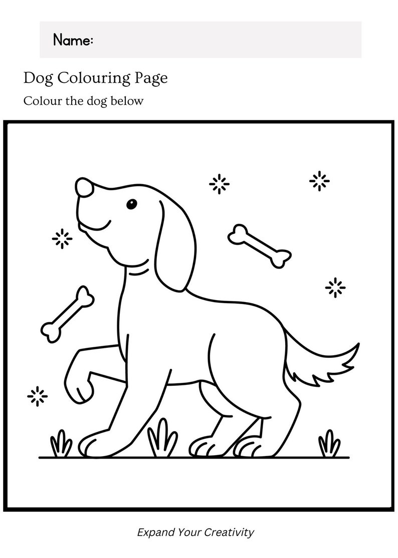 Dog Coloring Page, Kids Activity, Printable Activity, Digital Download ...