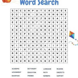 School Activity Word Search, Word Games for Kids, School Vocabulary ...