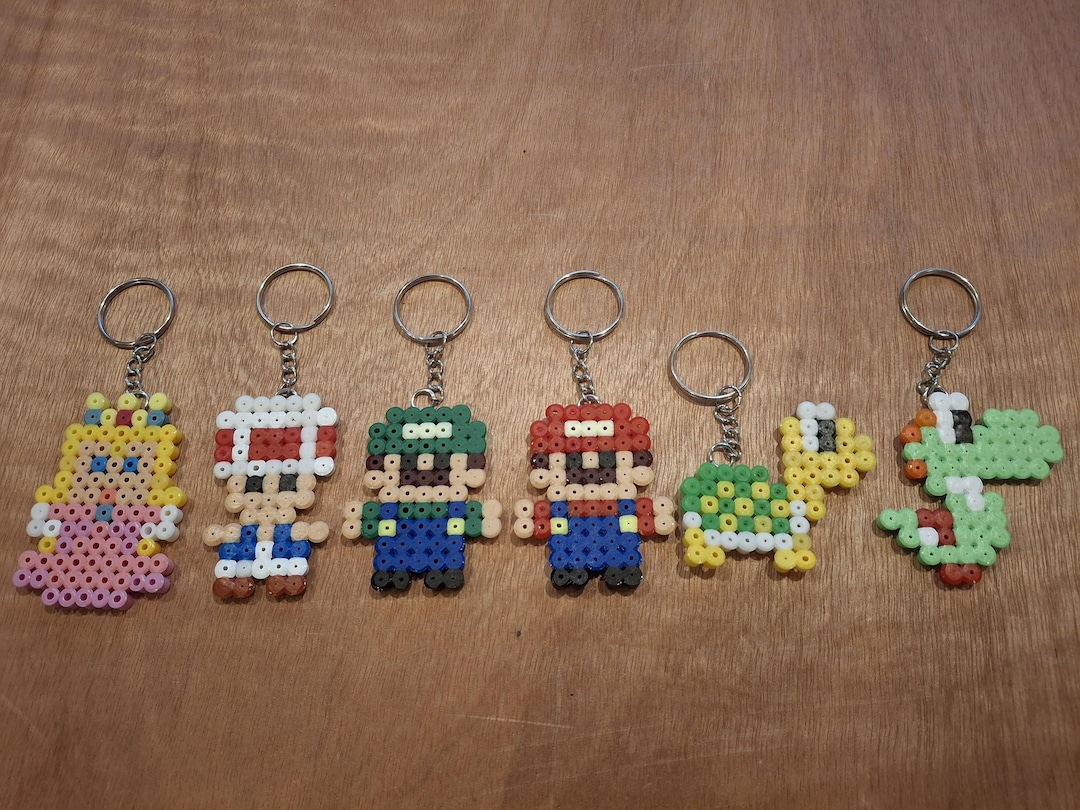 Super Mario Perler Beads Iron-on Beads Keychain Keyring - Etsy