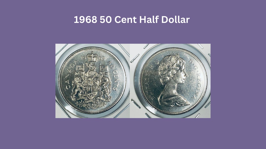 1968 50 Cent Piece Queen Elizabeth II Half Dollar Coin Collection ...
