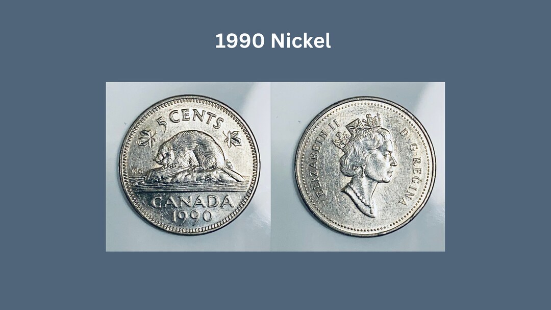 1990 Canadian Nickel Queen Elizabeth Ii Coin Collection Canadian Coins ...