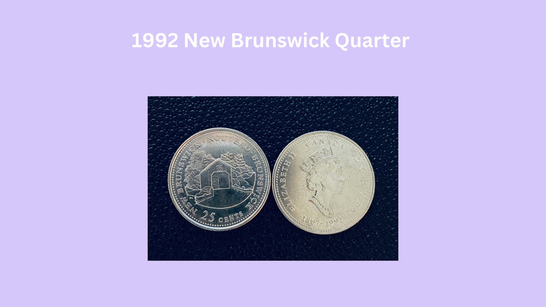 1992 New Brunswick Canadian Quarter 25 Cents Queen Elizabeth II Coin ...