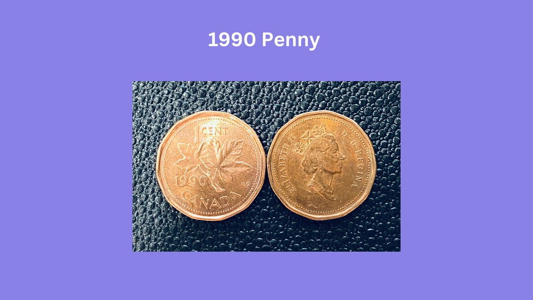 1990 Canadian Penny Penny Queen Elizabeth II Coin Collection Circulated ...