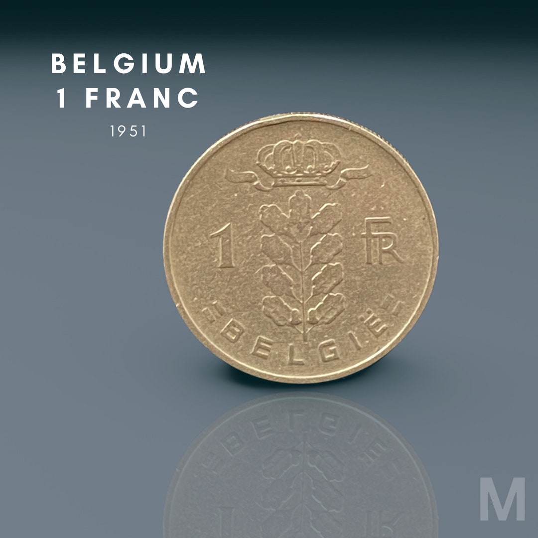 1951 Belgium 1 Franc Dutch Text Coin Collection Gift for Grandpa Dad ...