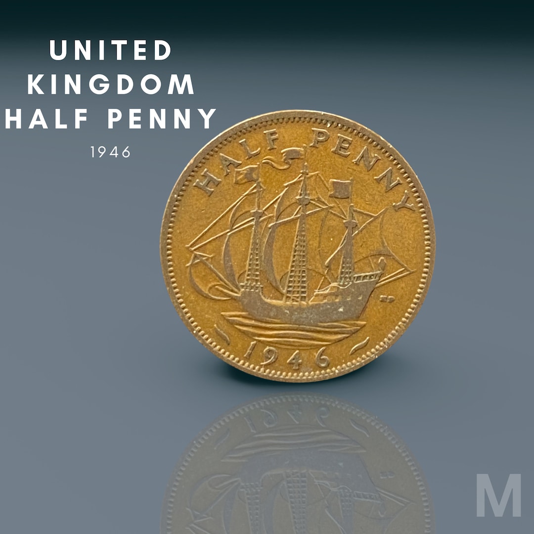 1946 Half Penny United Kingdom UK Coin Collection Gift for Grandpa Dad ...