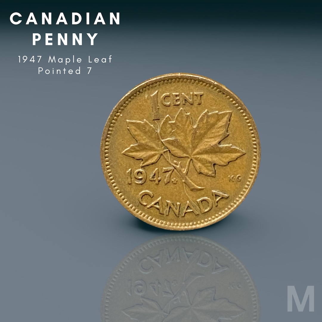 1947 Maple Leaf Pointed 7 Canadian Penny | King George VI | Coin ...