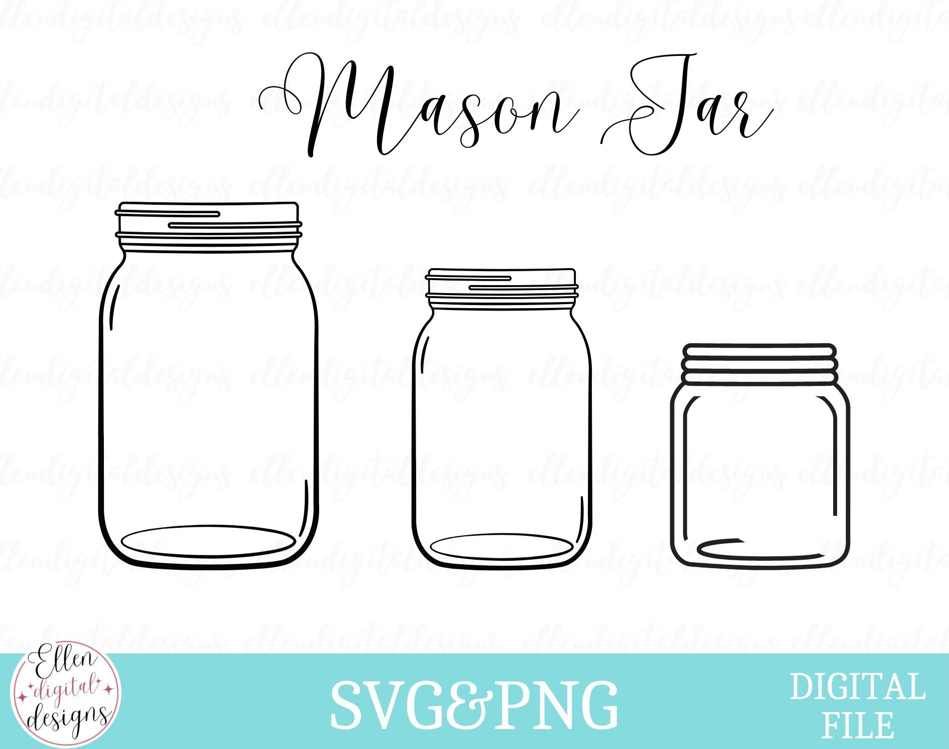Mason Jar Svg Bottle Svg Mason Jar Clipart Mason Jar Cut - Etsy