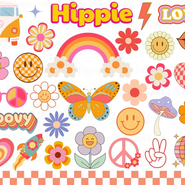 Hippie Clipart - Etsy
