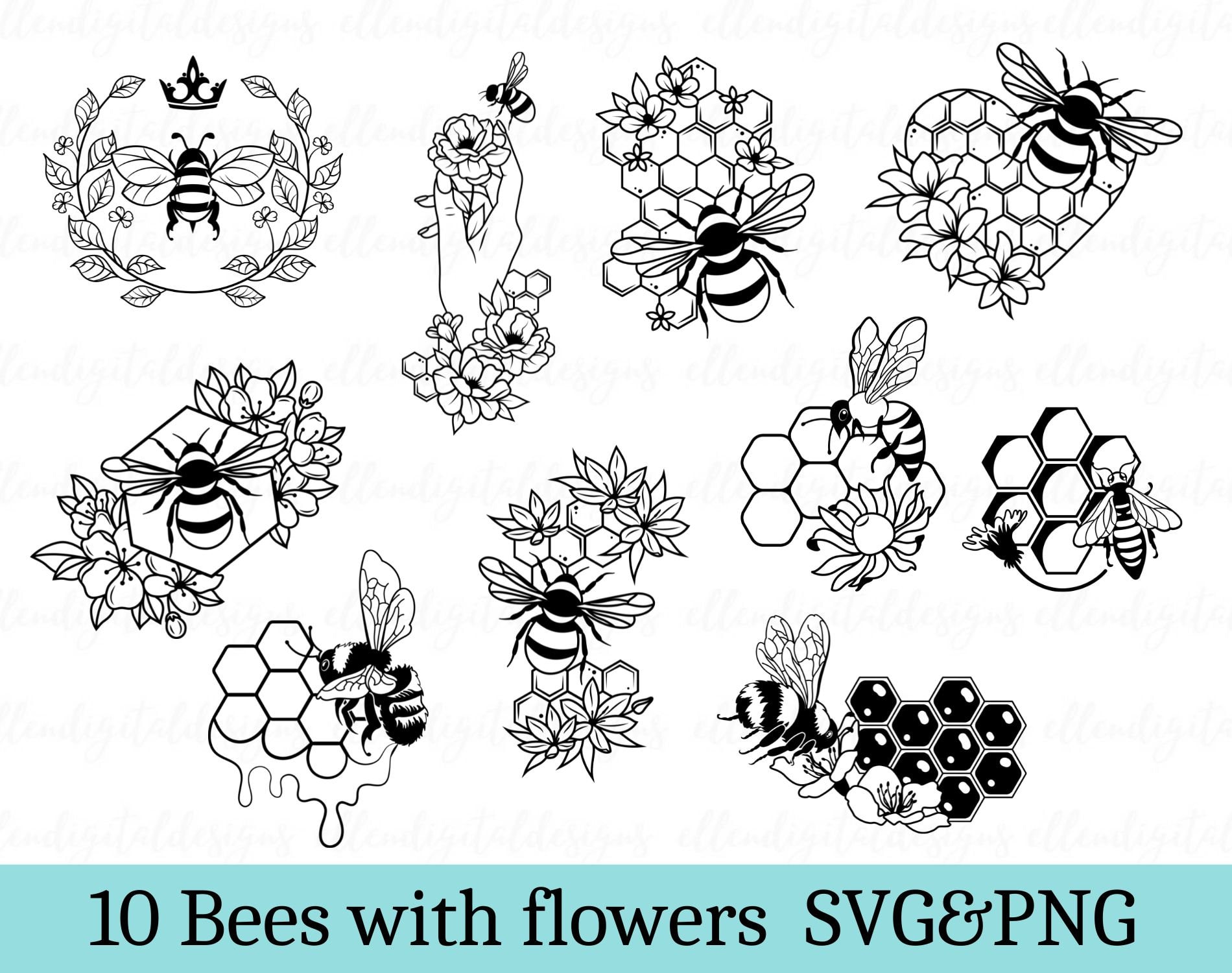 Bee Svg Bundle Floral Bee Svg Queen Bee Svg Bee Clipart - Etsy