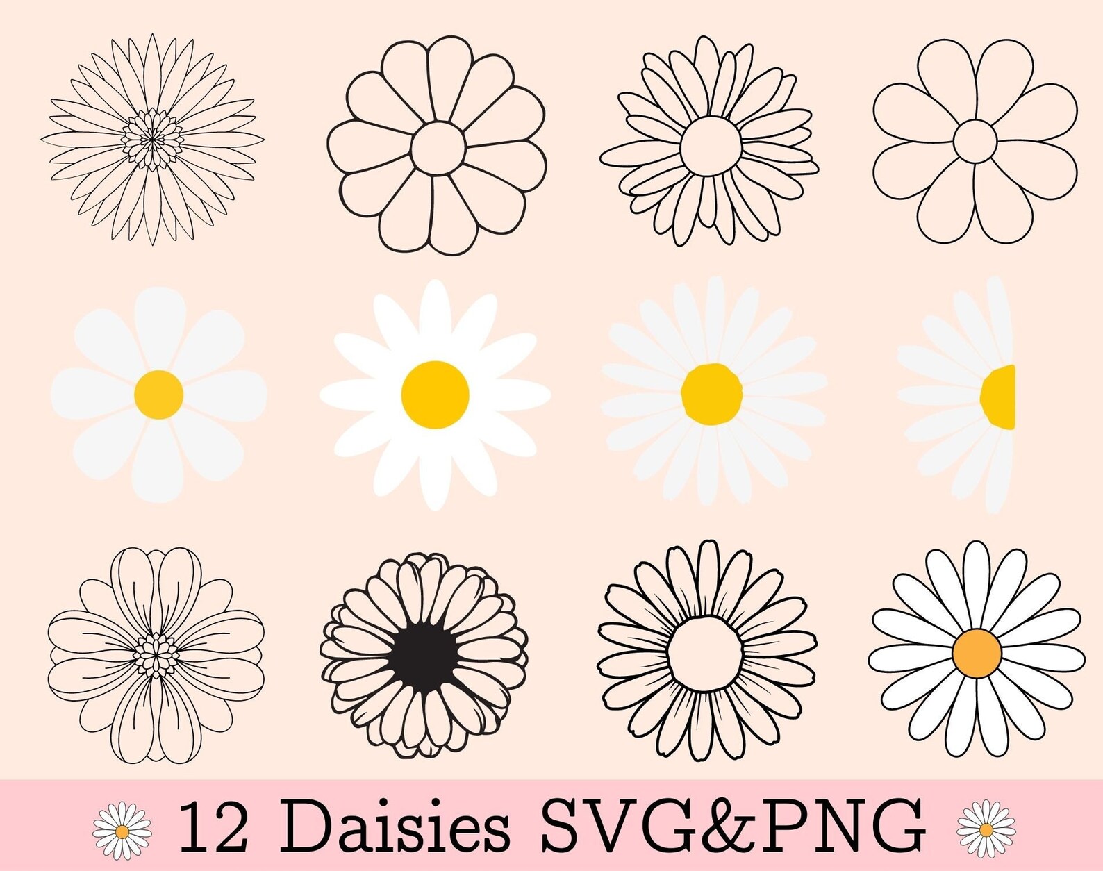 Daisy Bundle Svg Daisy Svg Daisy Clipart Flower Svg Floral - Etsy